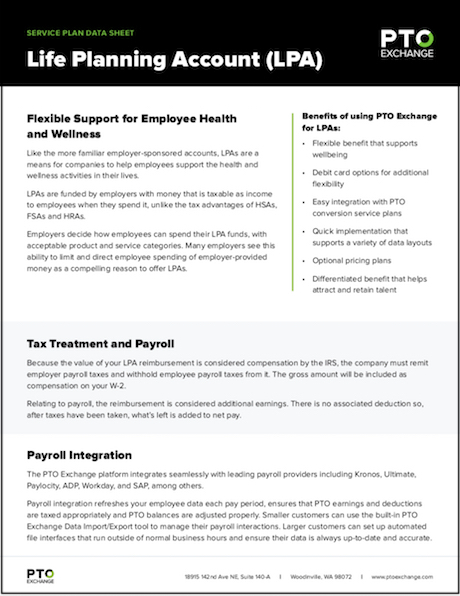 PTO Exchange - LPA Data Sheet